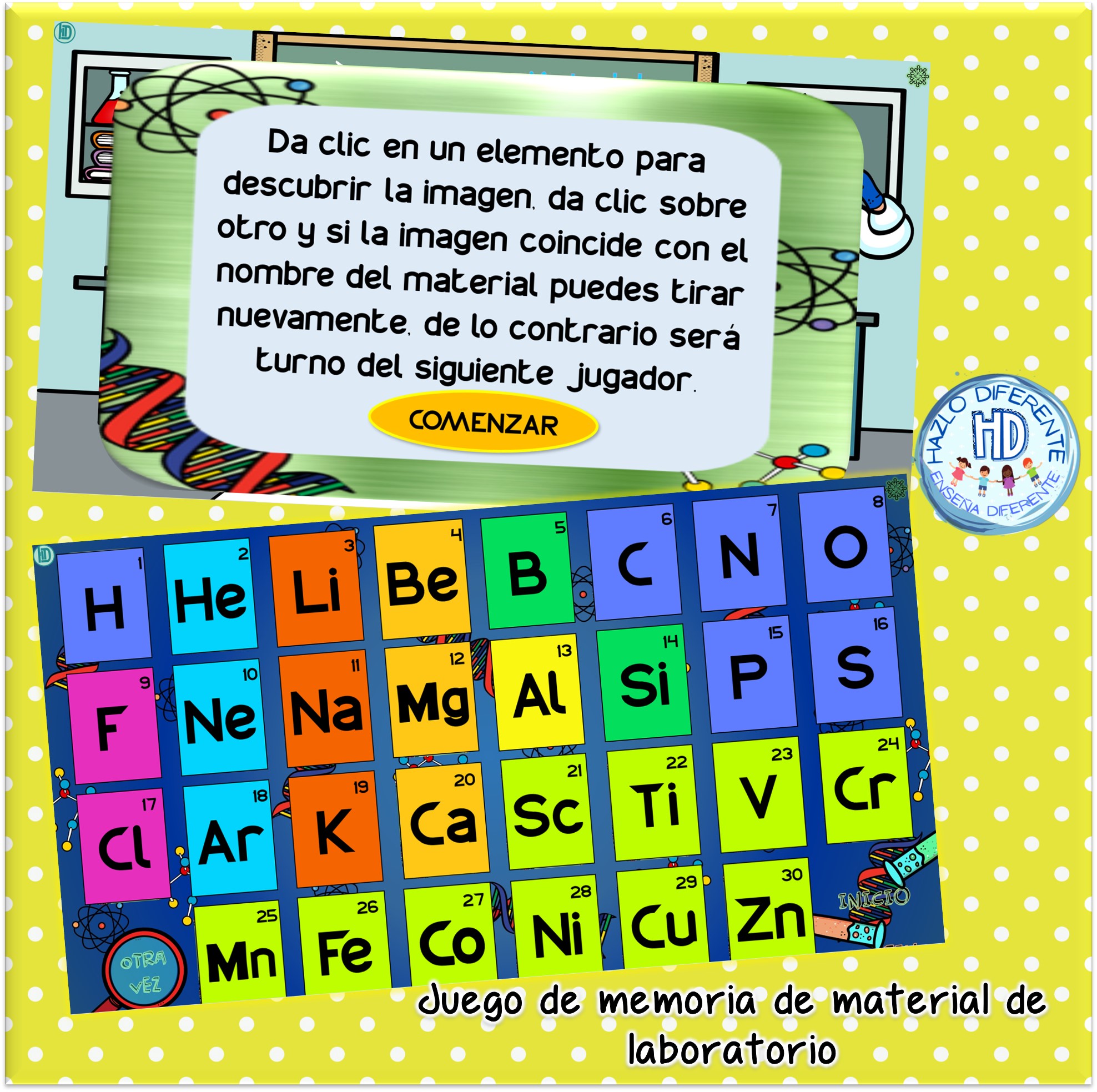 MATERIALES DE LABORATORIO JUEGO DE MEMORIA – Hazlo Diferente