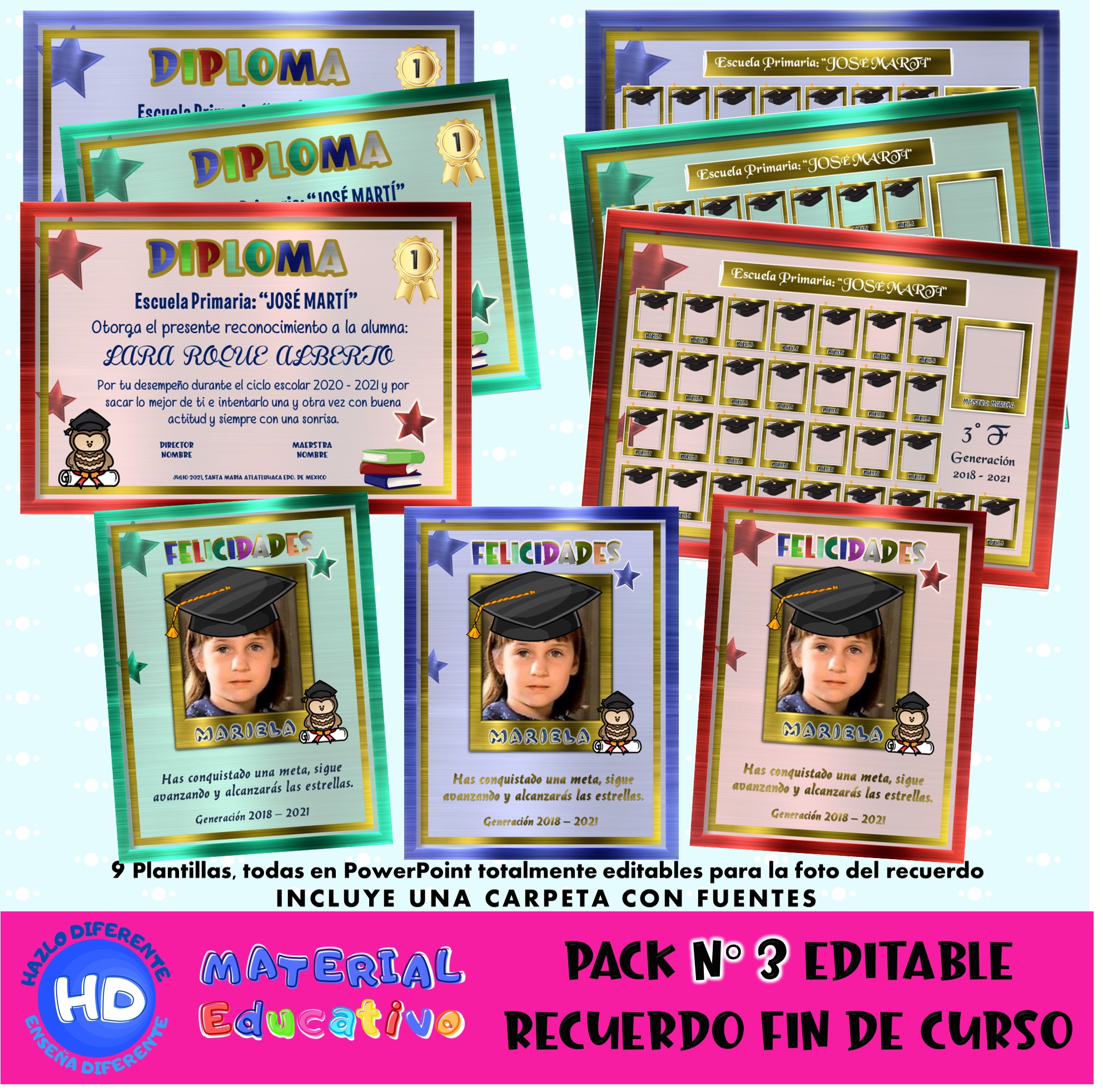 FIN DE CURSOS PACK 3 EDITABLE EN POWERPOINT – Hazlo Diferente