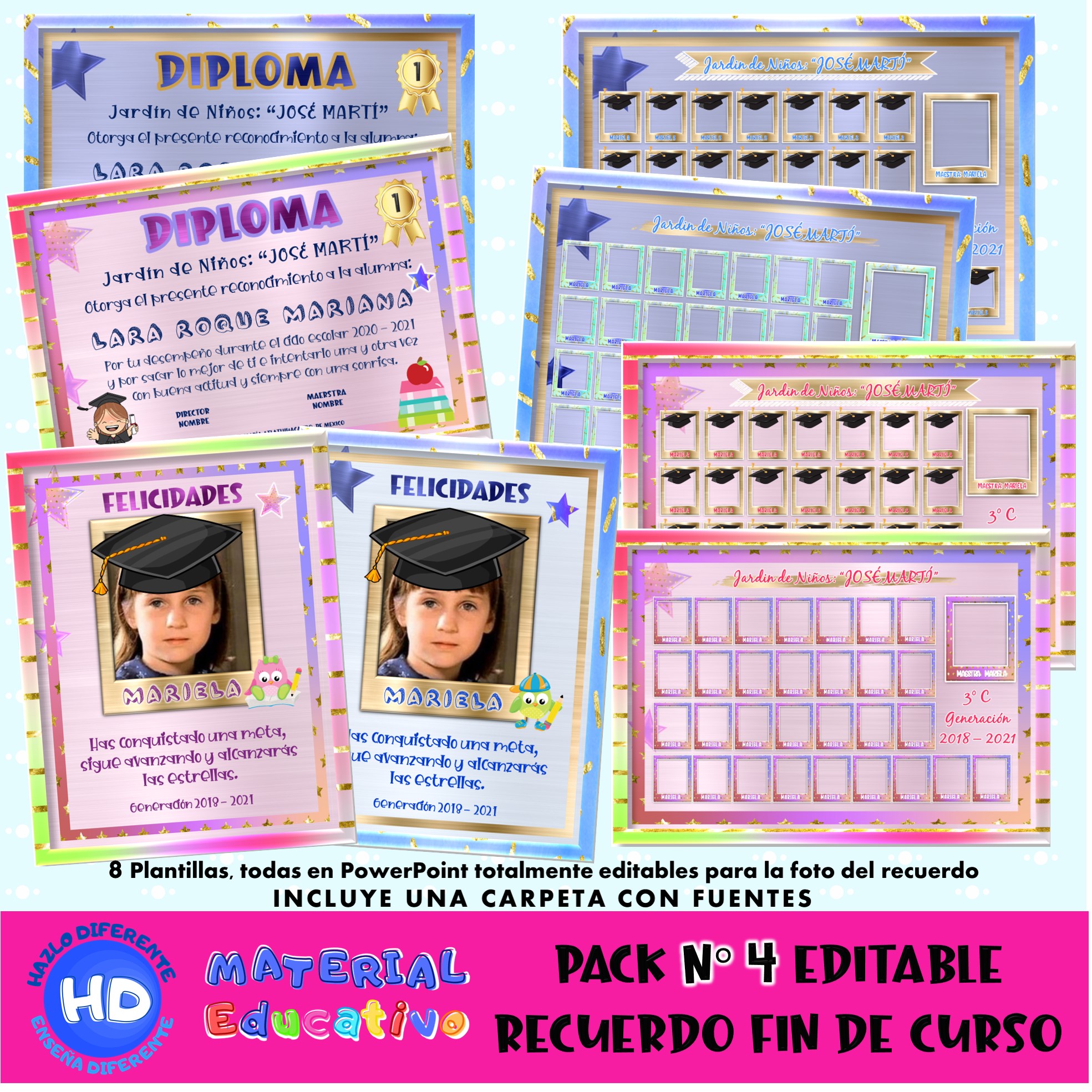 FIN DE CURSOS PACK 4 EDITABLE EN POWERPOINT – Hazlo Diferente